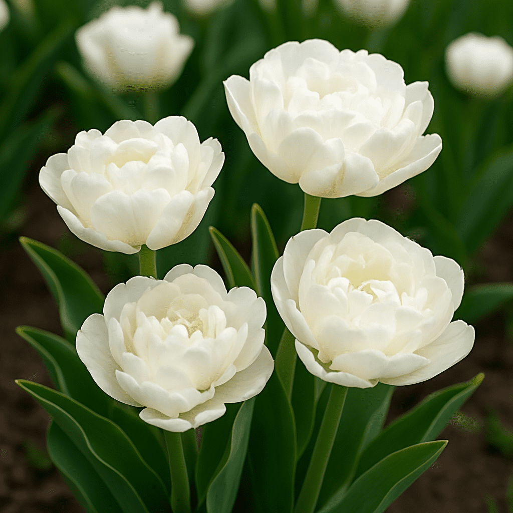 Mount Tacoma Double Tulip Bulbs – Lush, Pure White Peony-Style Blooms ...