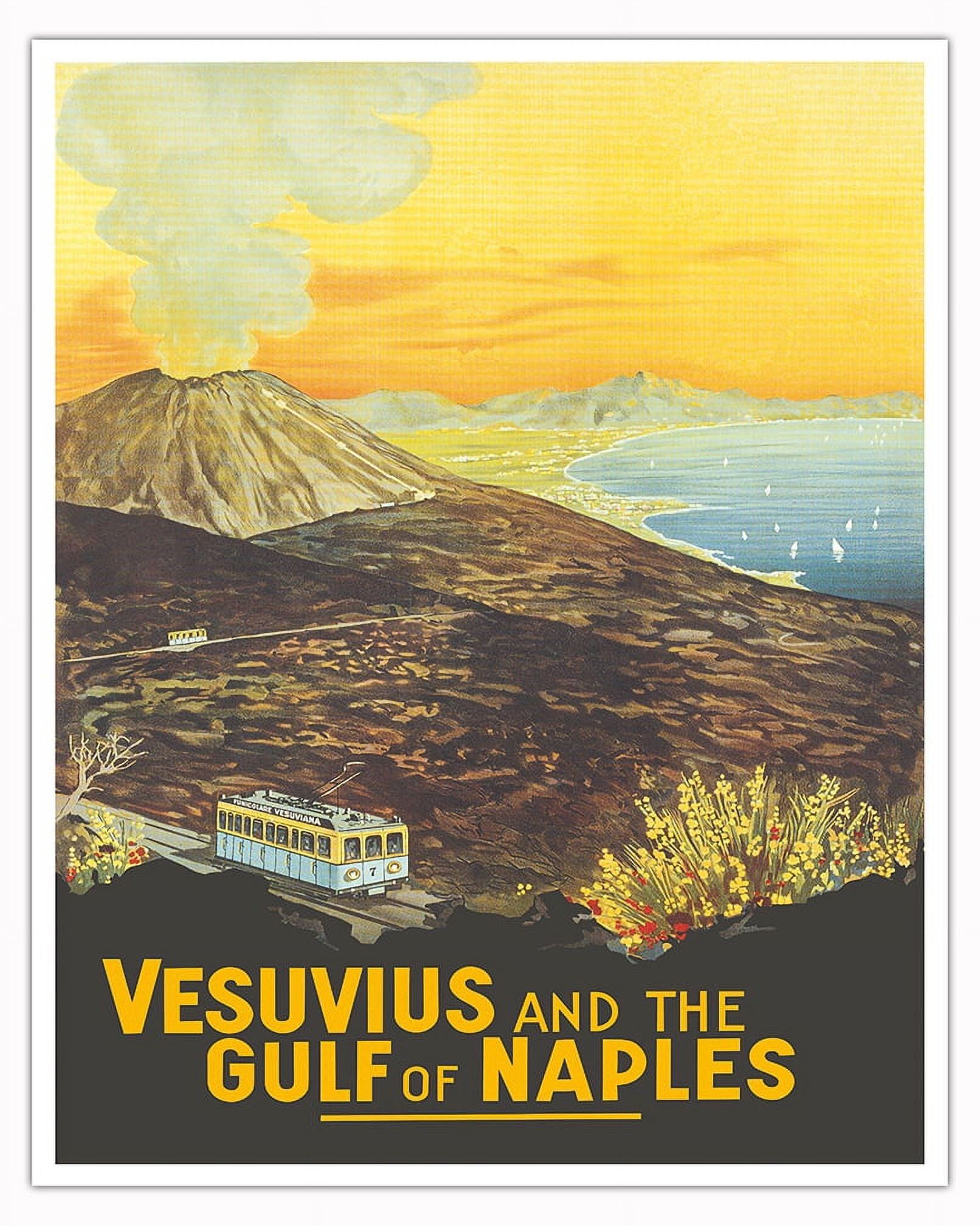 Mount Vesuvius Volcano and the Gulf of Naples Italy - Vintage Railroad ...