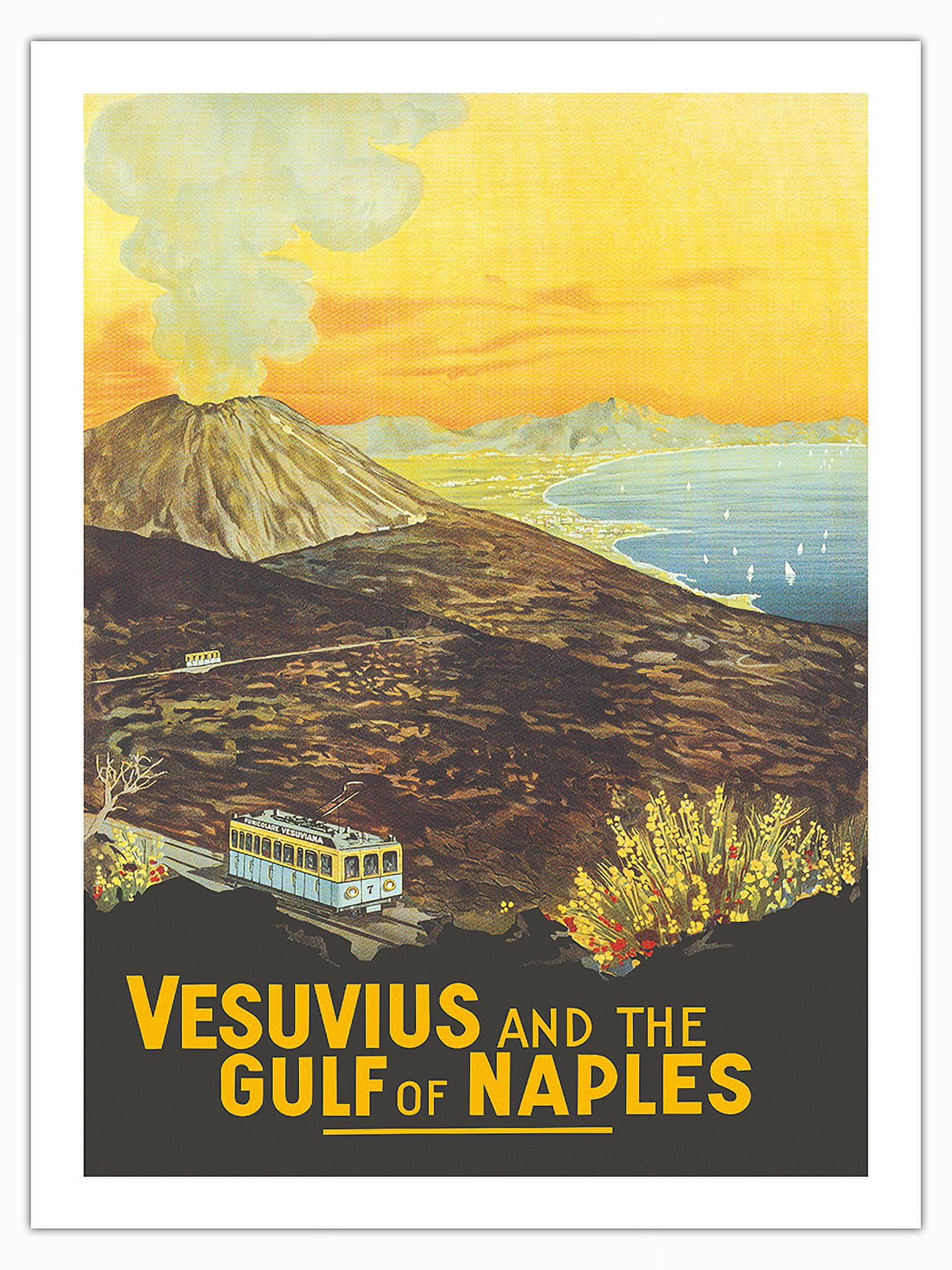 Mount Vesuvius Volcano and the Gulf of Naples Italy - Vintage Railroad ...