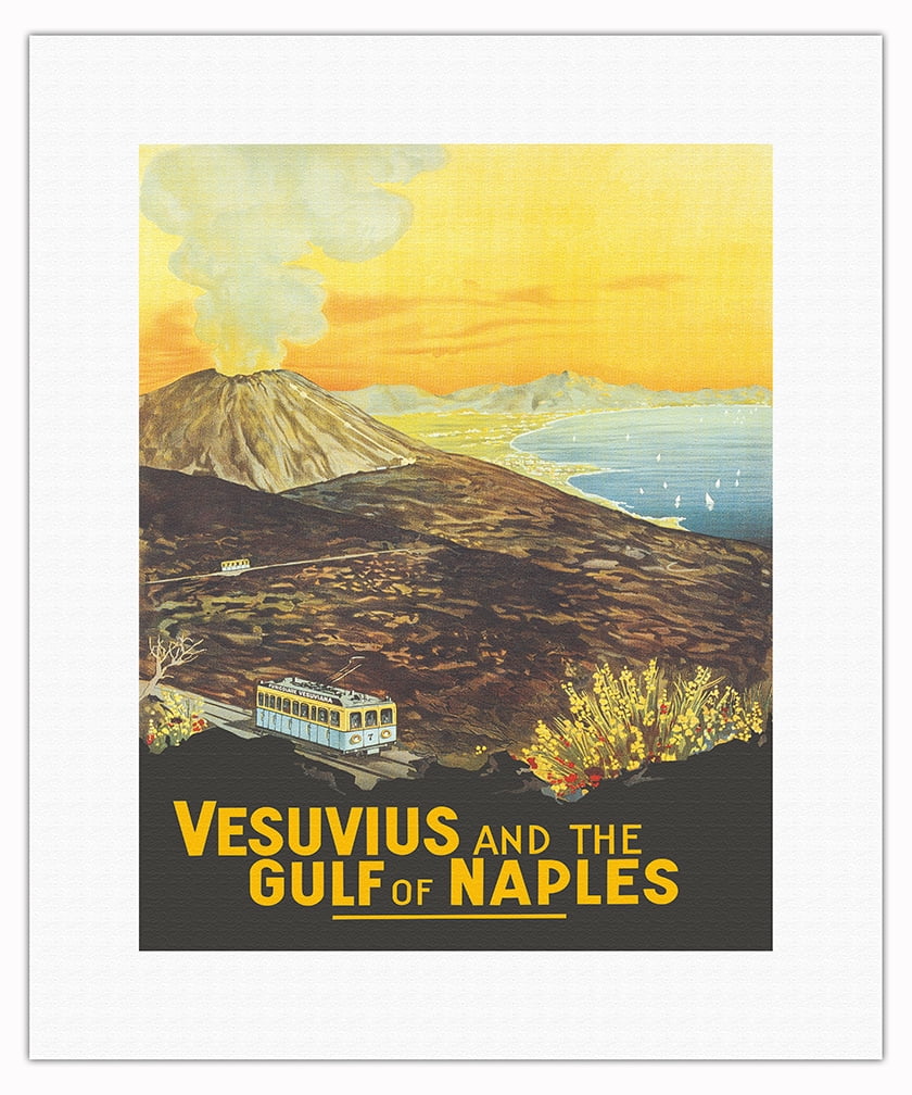 Mount Vesuvius Volcano and the Gulf of Naples Italy - Vintage Railroad ...