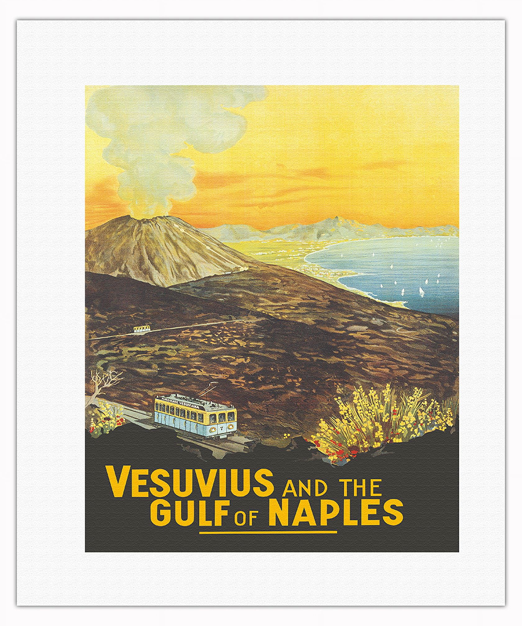 Mount Vesuvius Volcano and the Gulf of Naples Italy - Vintage Railroad ...