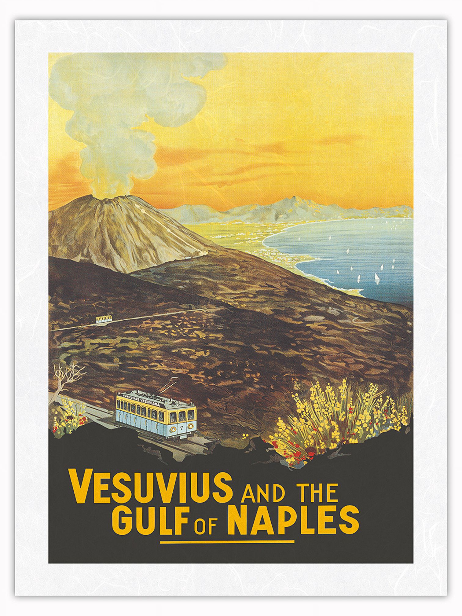 Mount Vesuvius Volcano and the Gulf of Naples Italy - Vintage Railroad ...