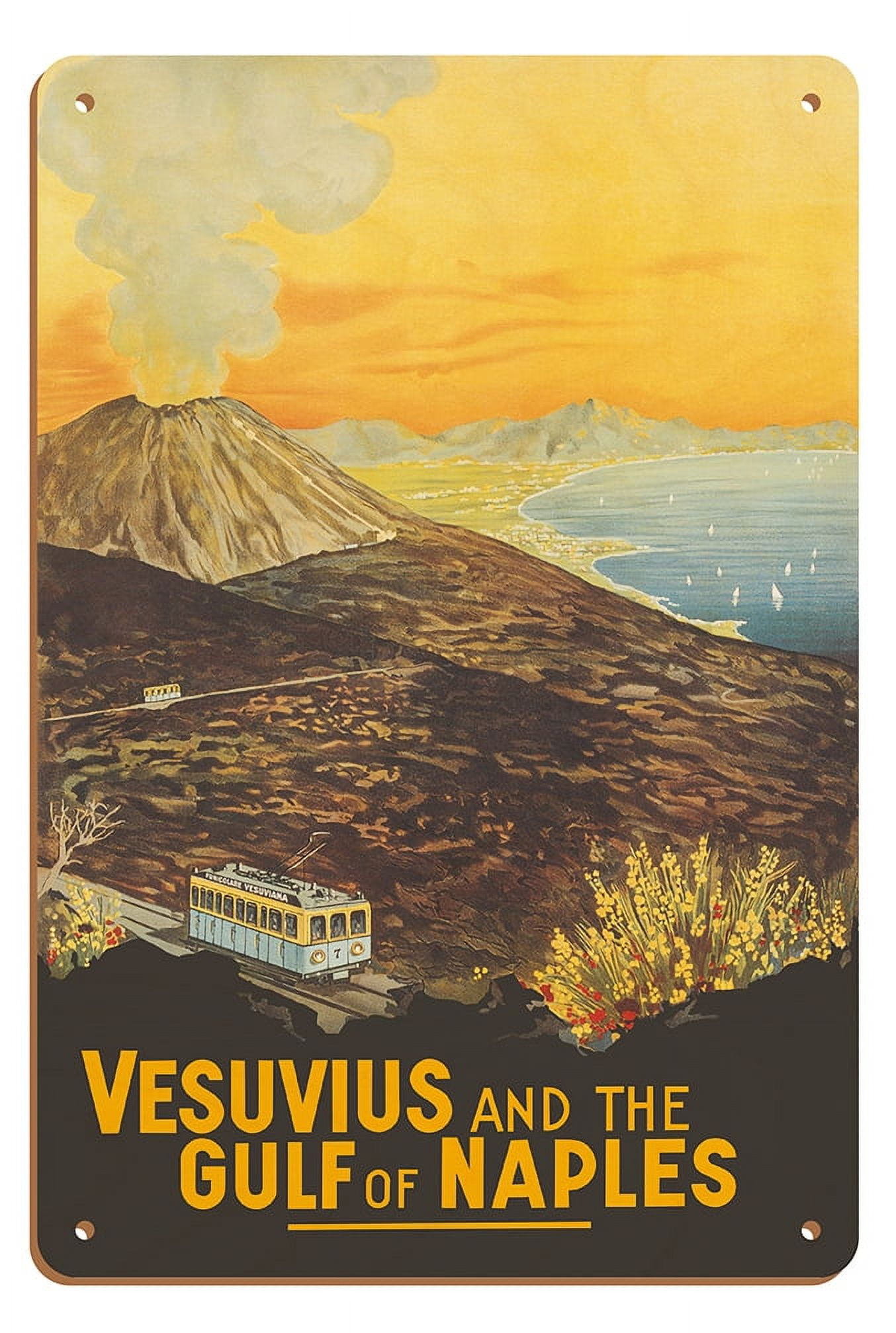 Mount Vesuvius Volcano and the Gulf of Naples Italy - Vintage Railroad ...