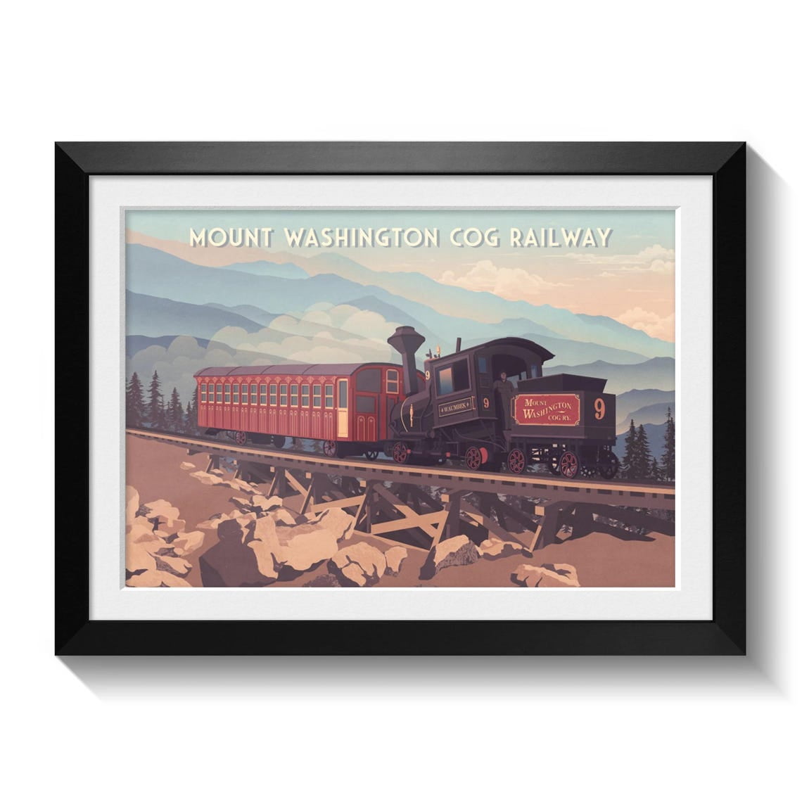 Mount Washington Cog Railway Poster – New Hampshire Wall Art Print ...