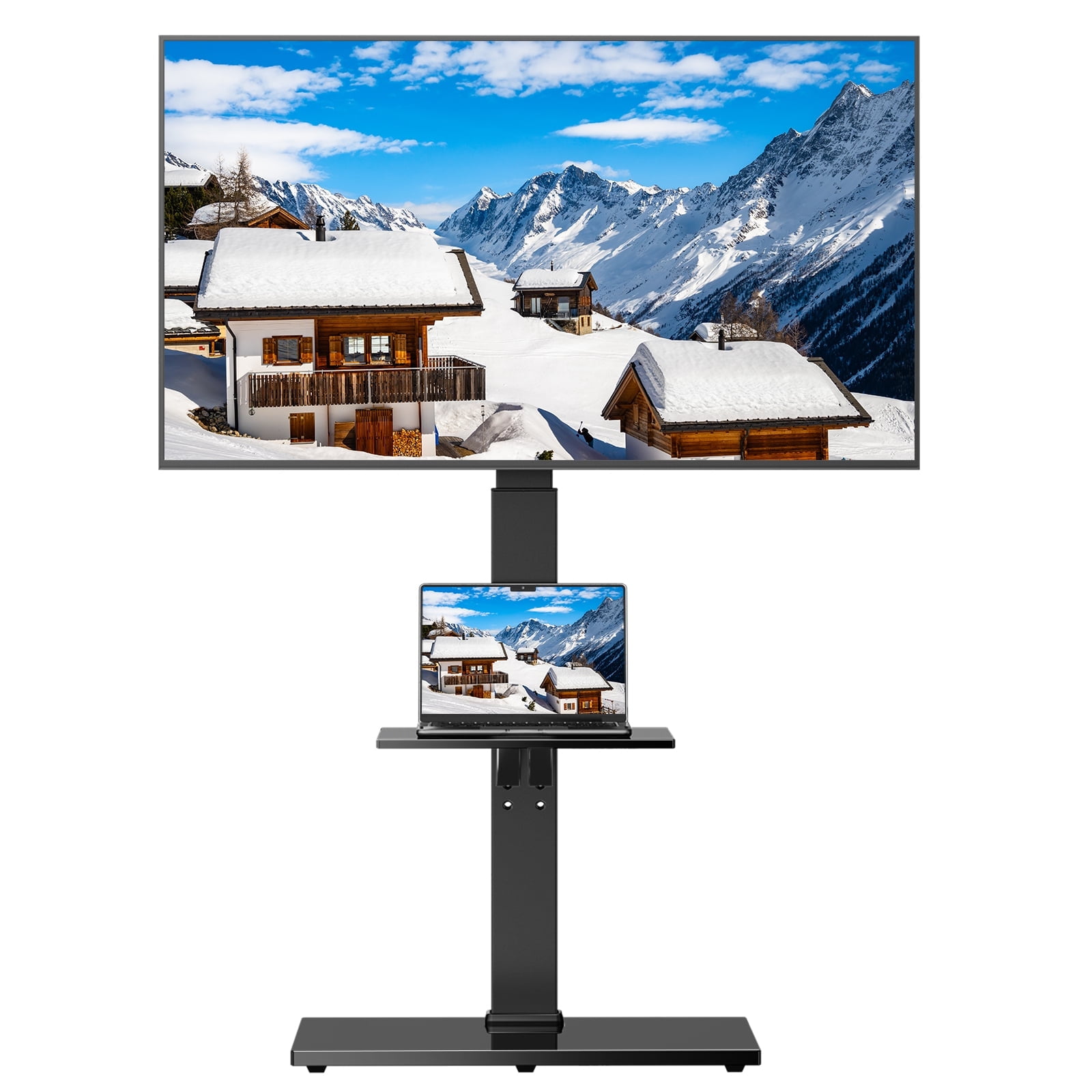 MountFTV TV Stand Rolling, TV Cart Floor Stand Height Adjustable for 27 ...