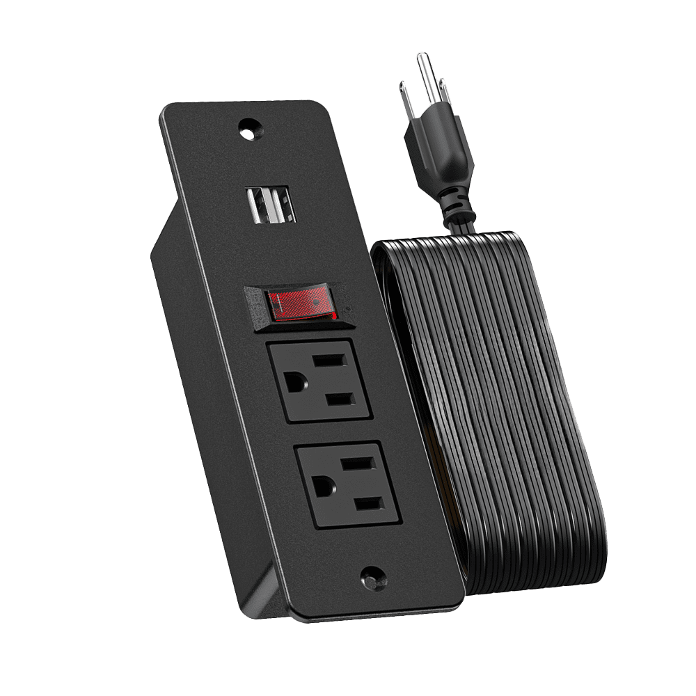 Mountable Power Strip Recessed Power Strip with Switch 2 Outlet 2 USB-A ...