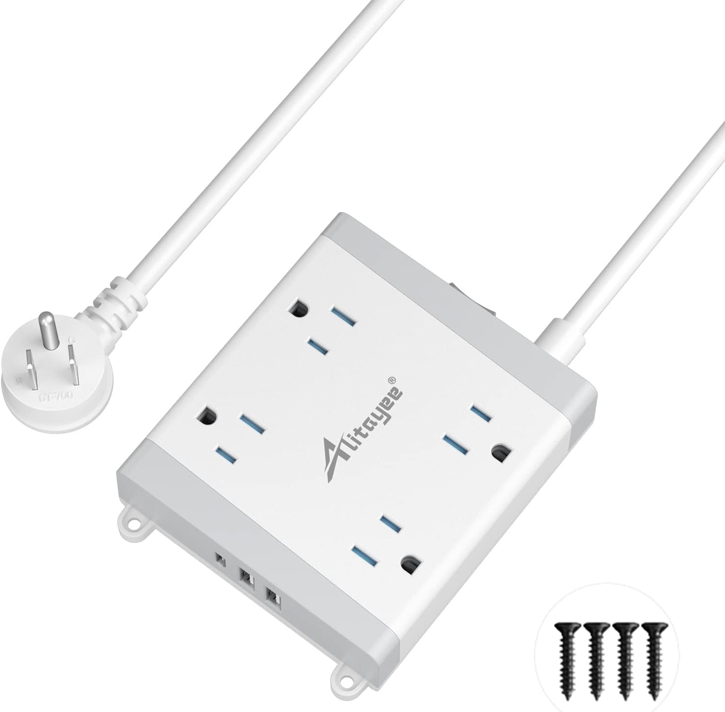 Mountable Surge Protector Power Strip, Wall Mount Power Strip with 4 ...