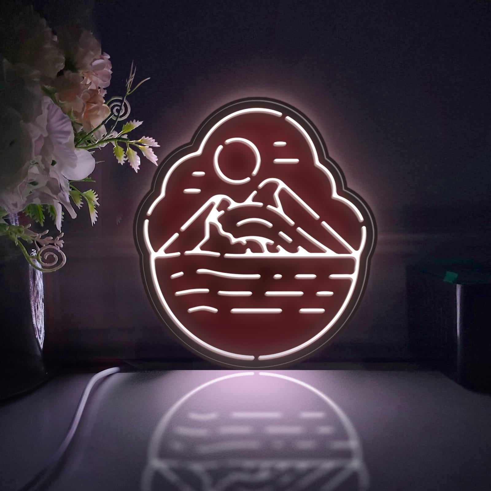 Mountain And River Led Light Box, Dimmable Neon-Like Light Signs USB Power for Wall Decor ...