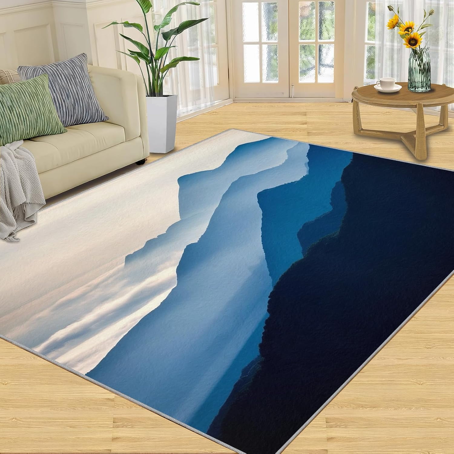 Mountain Area Rug Nature Landscape Living Room Rug Mountains Patterned ...