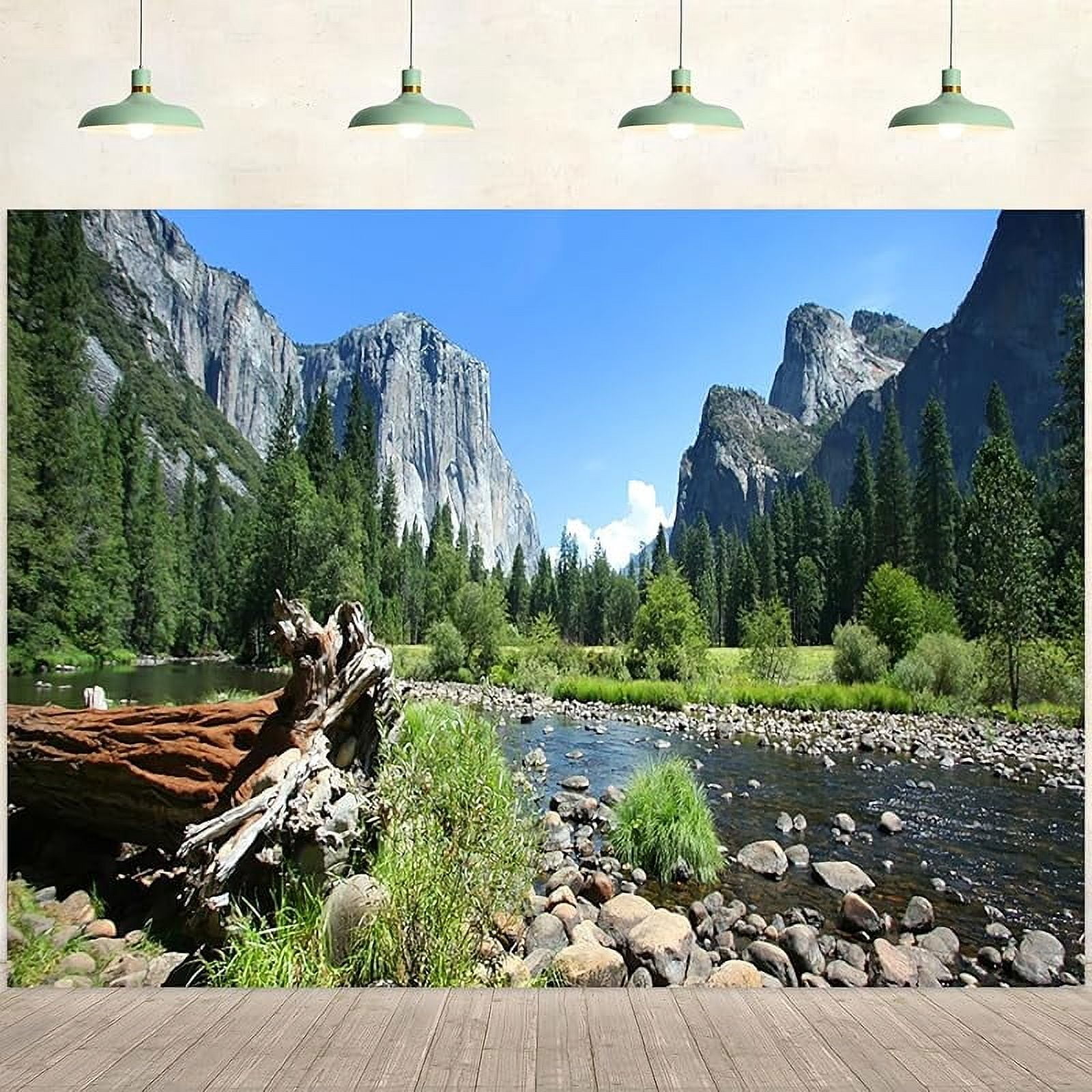 Mountain Backdrop Nature Mountain River Landscape Pine Trees Forest ...