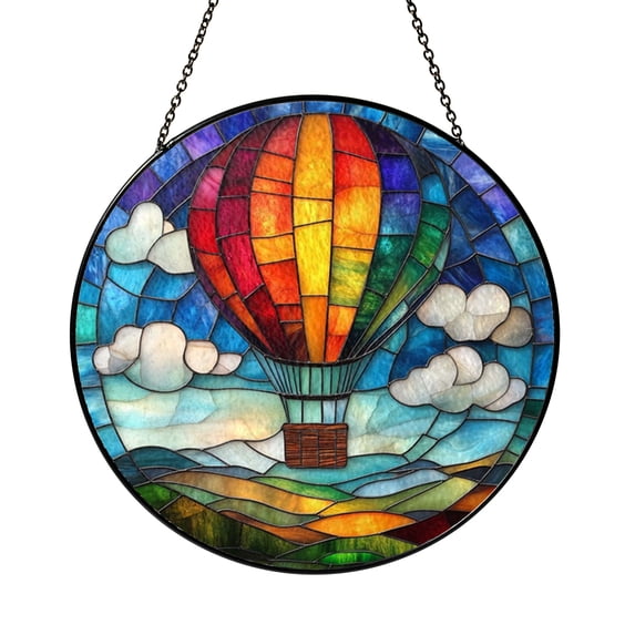 Mountain Balloon Window Suncatcher, Faux Glass Inspired Adventure Art ...