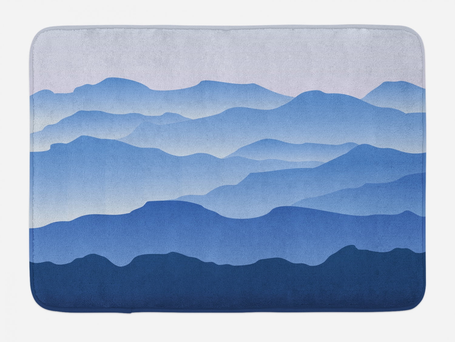 Mountain Bath Mat, Nature Theme A Panoramic Silhouette of the Mountains ...