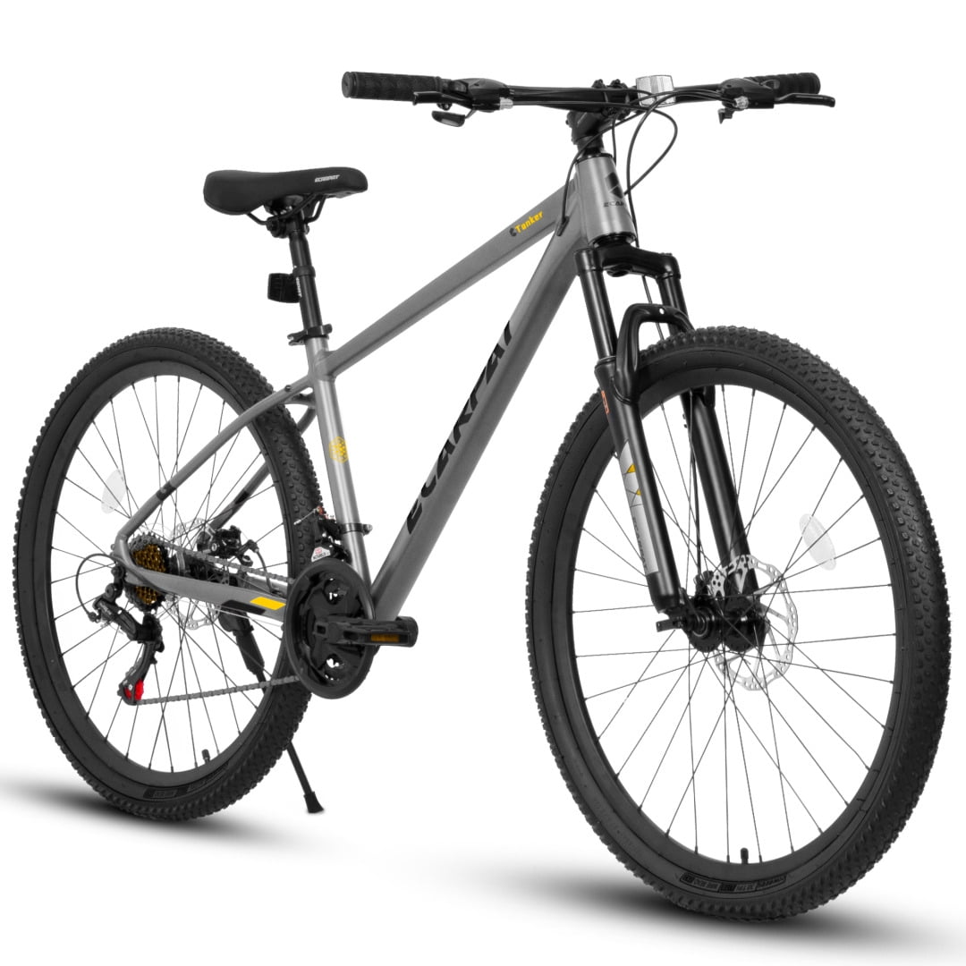 Mountain Bike 27.5 Inch Black Wheels, Aluminium Frame 21-Speed Mens Womens Trail Commuter City ...