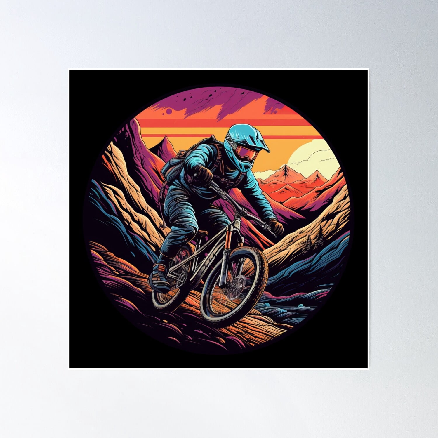 Mountain Bike Downhill Retro Vintage Gift Poster Wall Art, Modern Wall ...