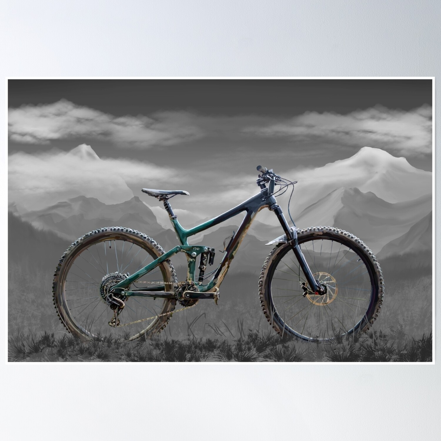 Mountain Bike Poster Wall Art, Modern Wall Decor, 8x12 UNFRAMED ...
