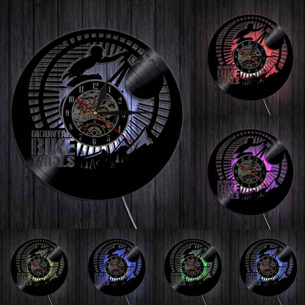Mountain Bike Trials Wall Clock Cyclist Bicycle Modern Home Decor Art ...