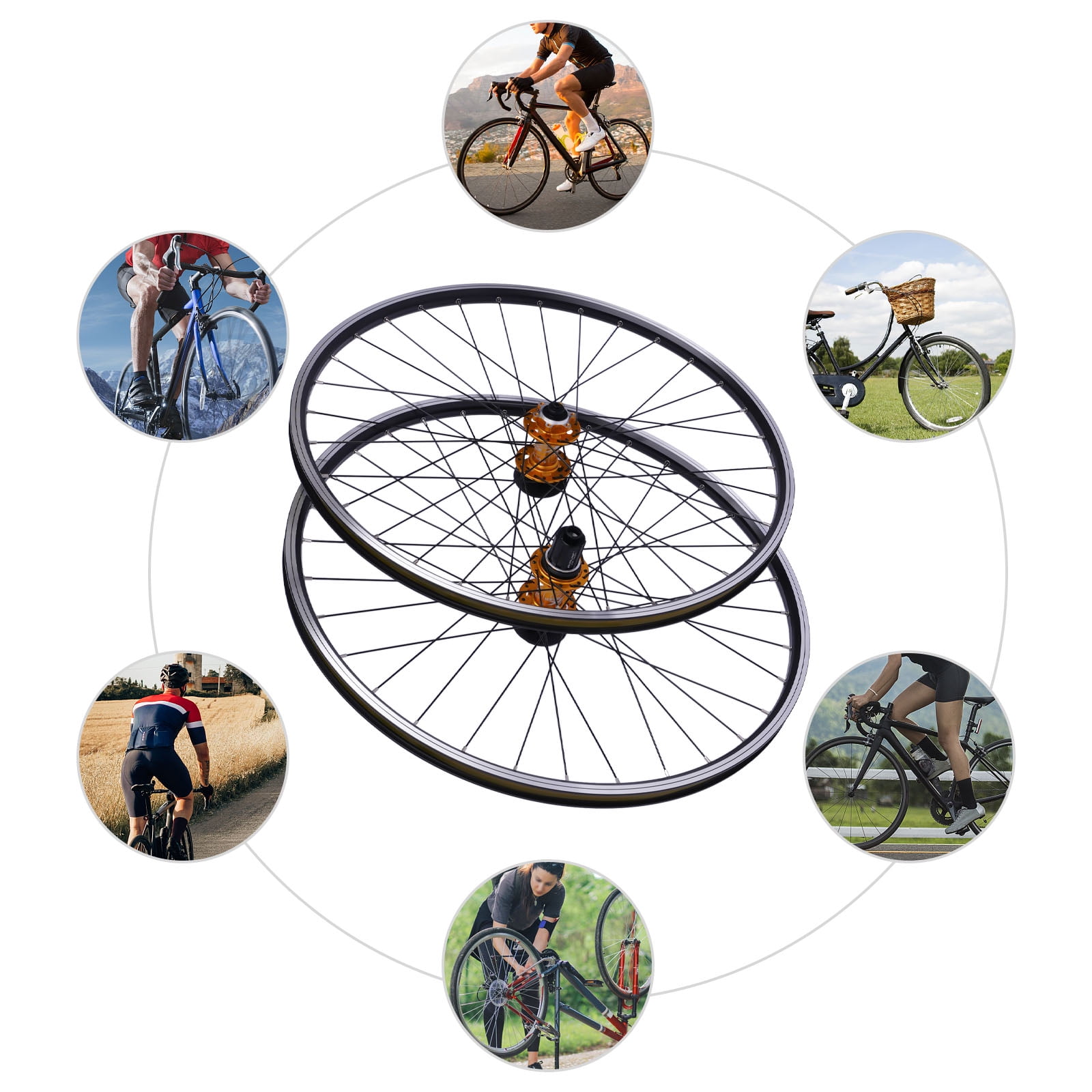 Mountain Bike Wheelset with Sealed Bearings, 200kg Load Capacity, and ...