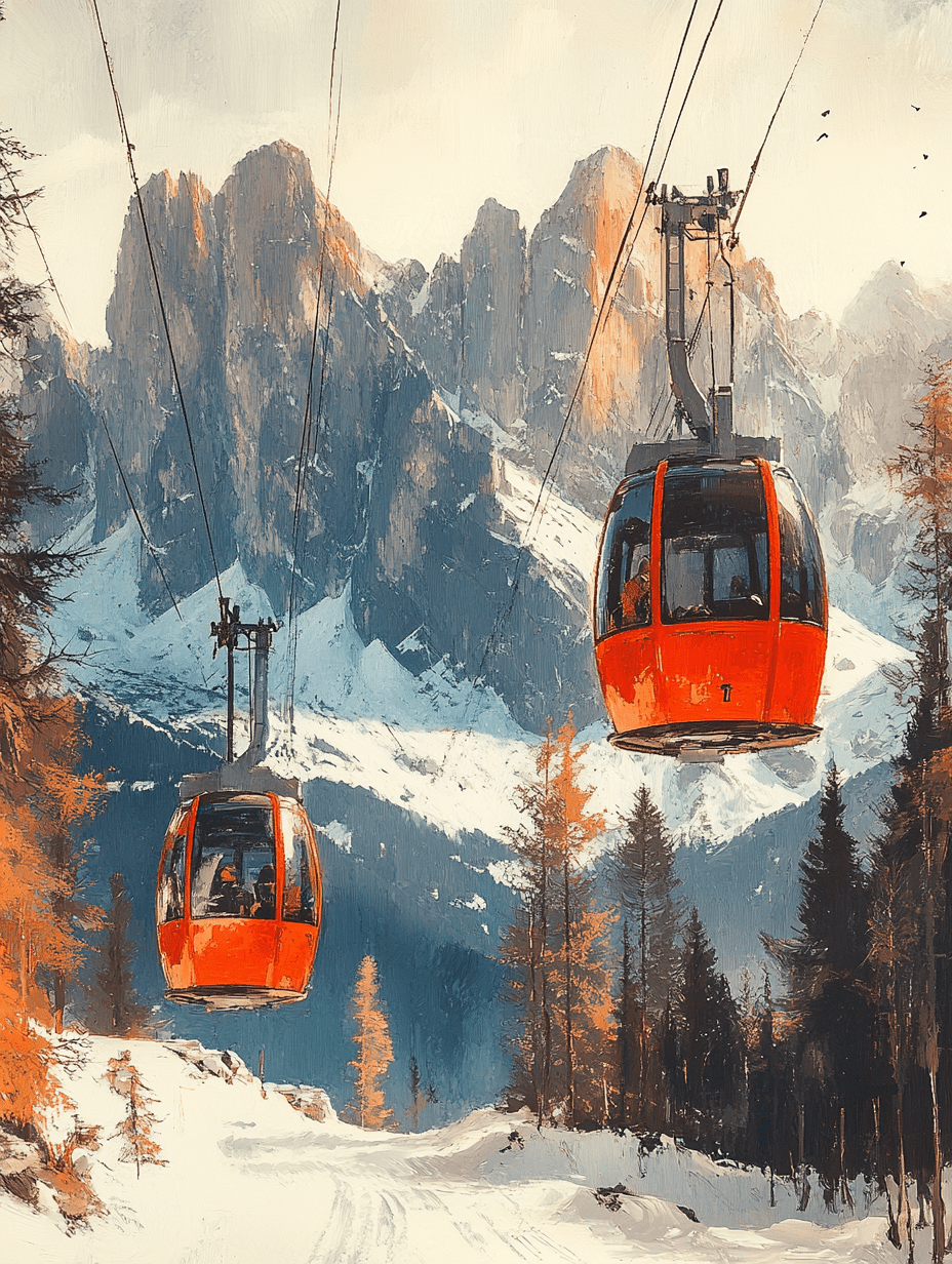 Mountain Cable Car Canvas Painting， Suitable for Living Room， Bedroom ...