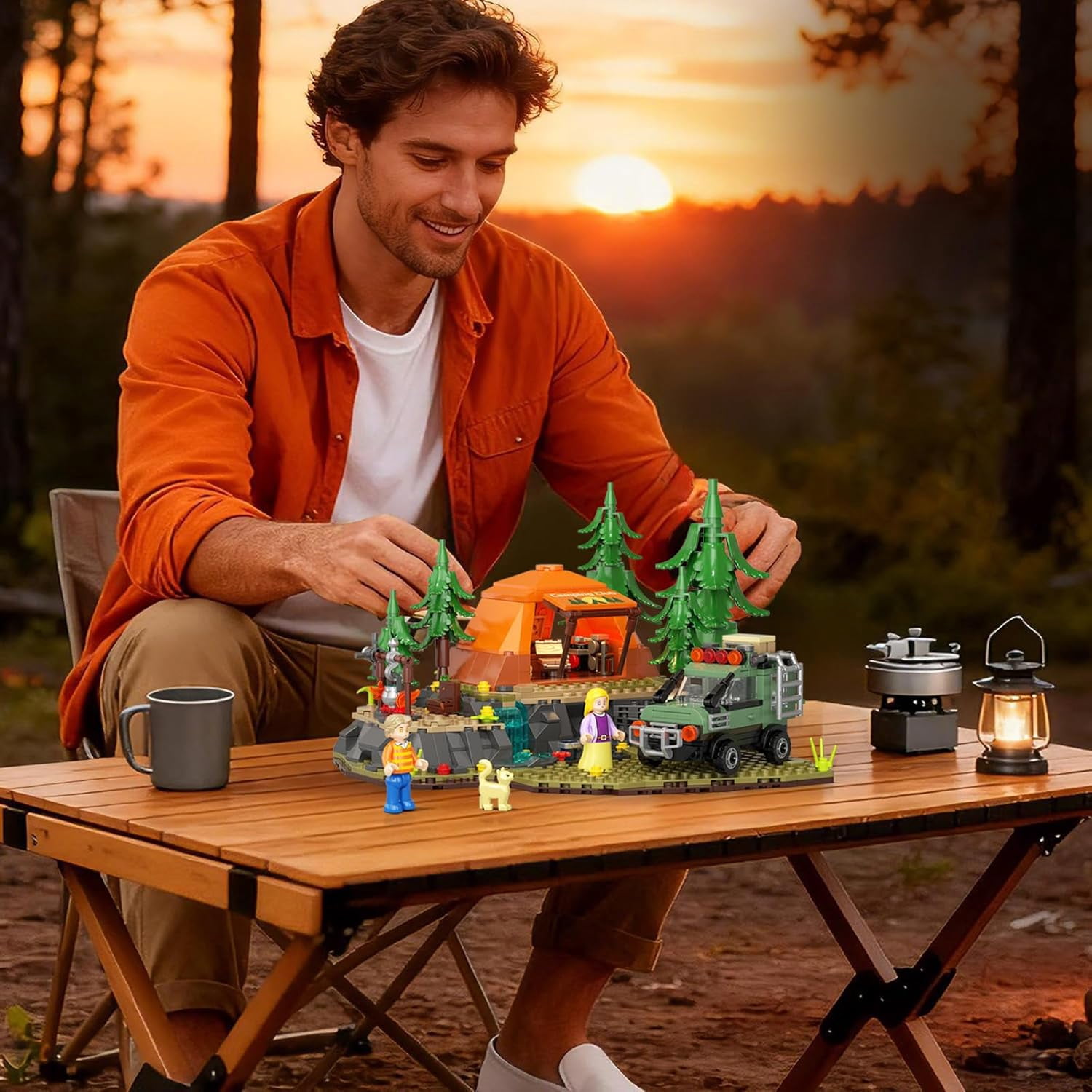 Mountain Camping Building Blocks Set - 677PCS Outdoor Adventure Scene ...