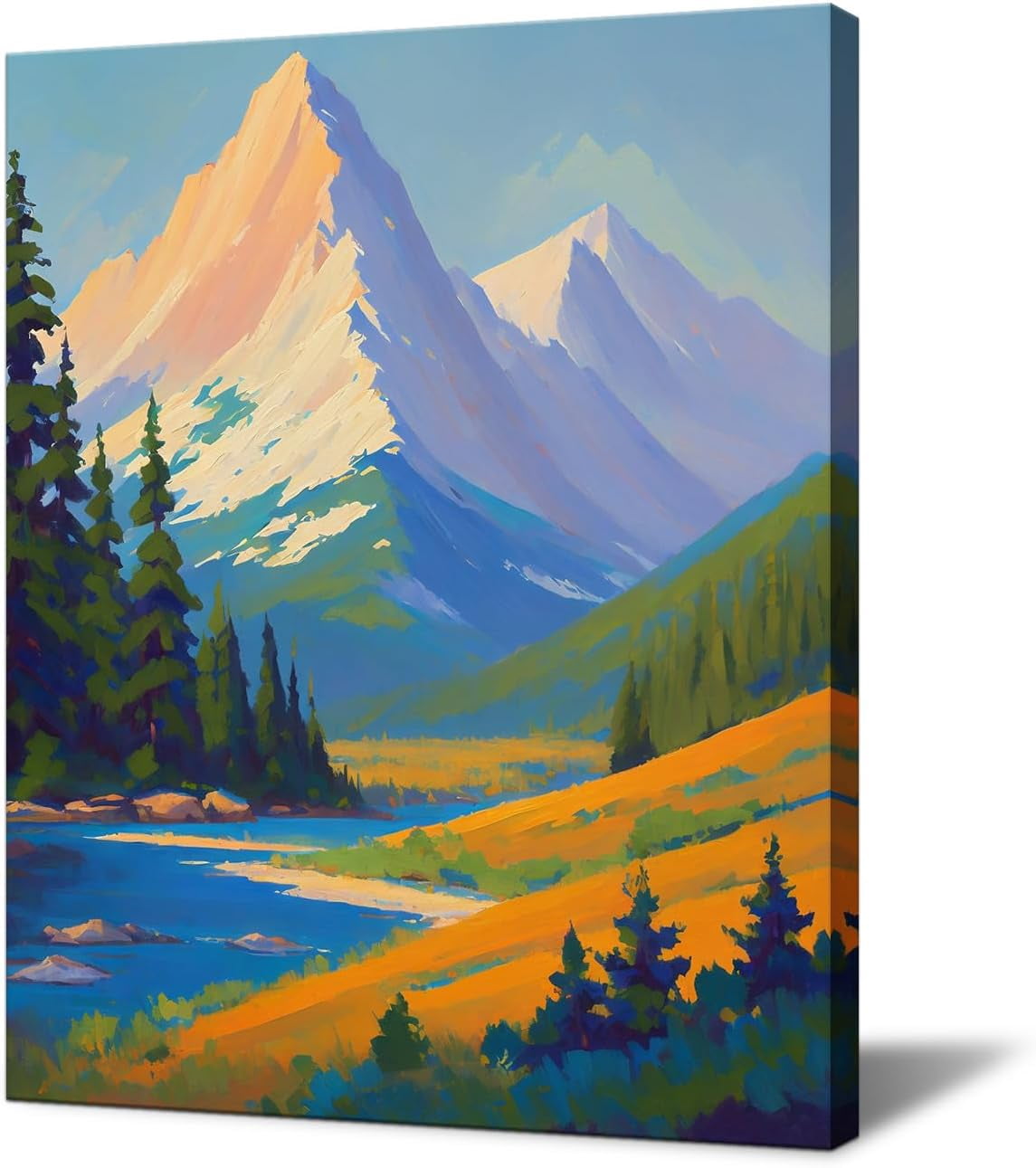 Mountain Canvas Wall Art, Snow Mountain And Tree Wall Art Pictures ...