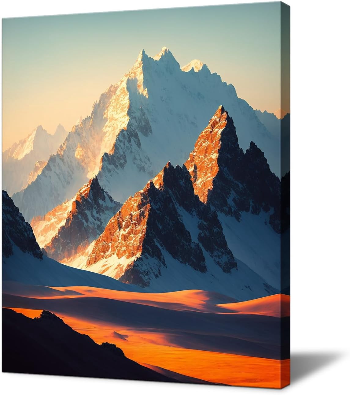 Mountain Canvas Wall Art Snow Mountain with Sunset Pictures Canvas Wall ...