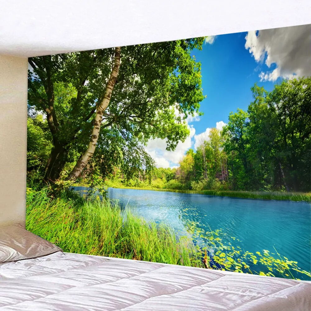 Mountain Cave Nature Tapestry Wall Hanging Forest Landscape Tapestries ...