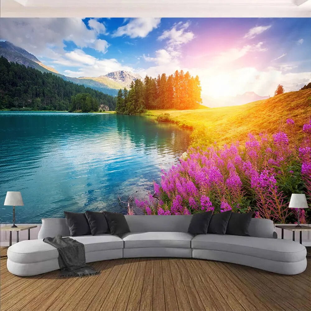 Mountain Cave Nature Tapestry Wall Hanging Forest Landscape Tapestries ...