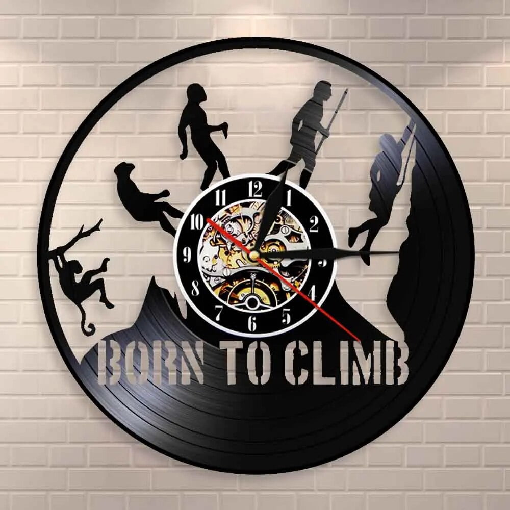 Mountain Climbing Evolution Climber Vinyl Wall Clock,Vinyl Record Clock ...