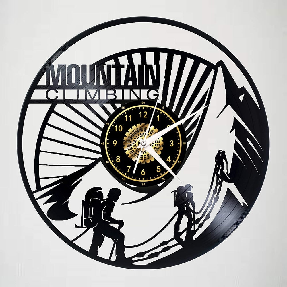 Mountain Climbing Vintage Black Vinyl Record Wall Clock Wall Art 3D ...