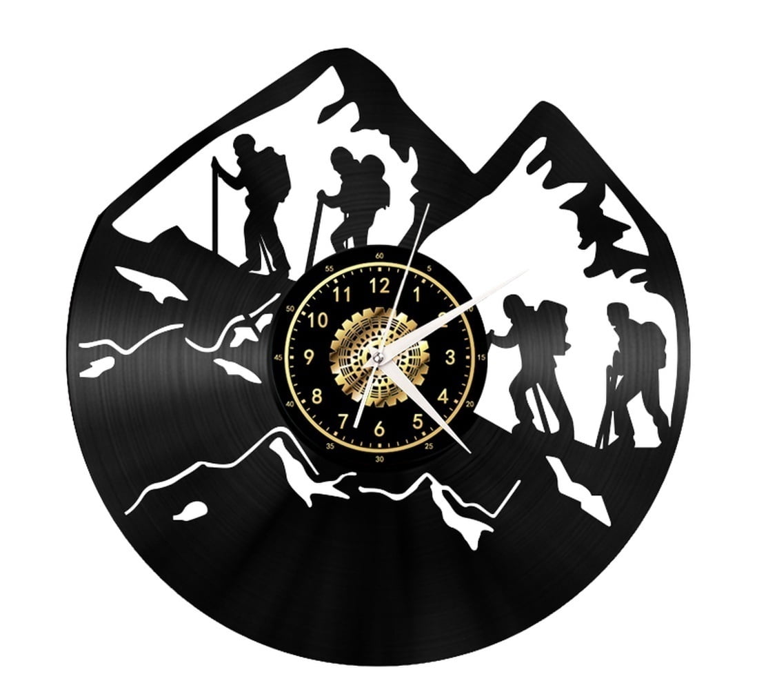 Mountain Climbing Vintage Black Vinyl Record Wall Clock Wall Art 3D ...
