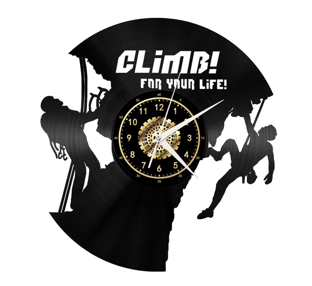 Mountain Climbing Vinyl Record Wall Clock Gifts 12”Black Wall Clock ...