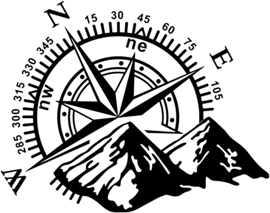 Mountain Compass Car Hood Sticker, Sovob Waterproof Pvc Car Compass ...