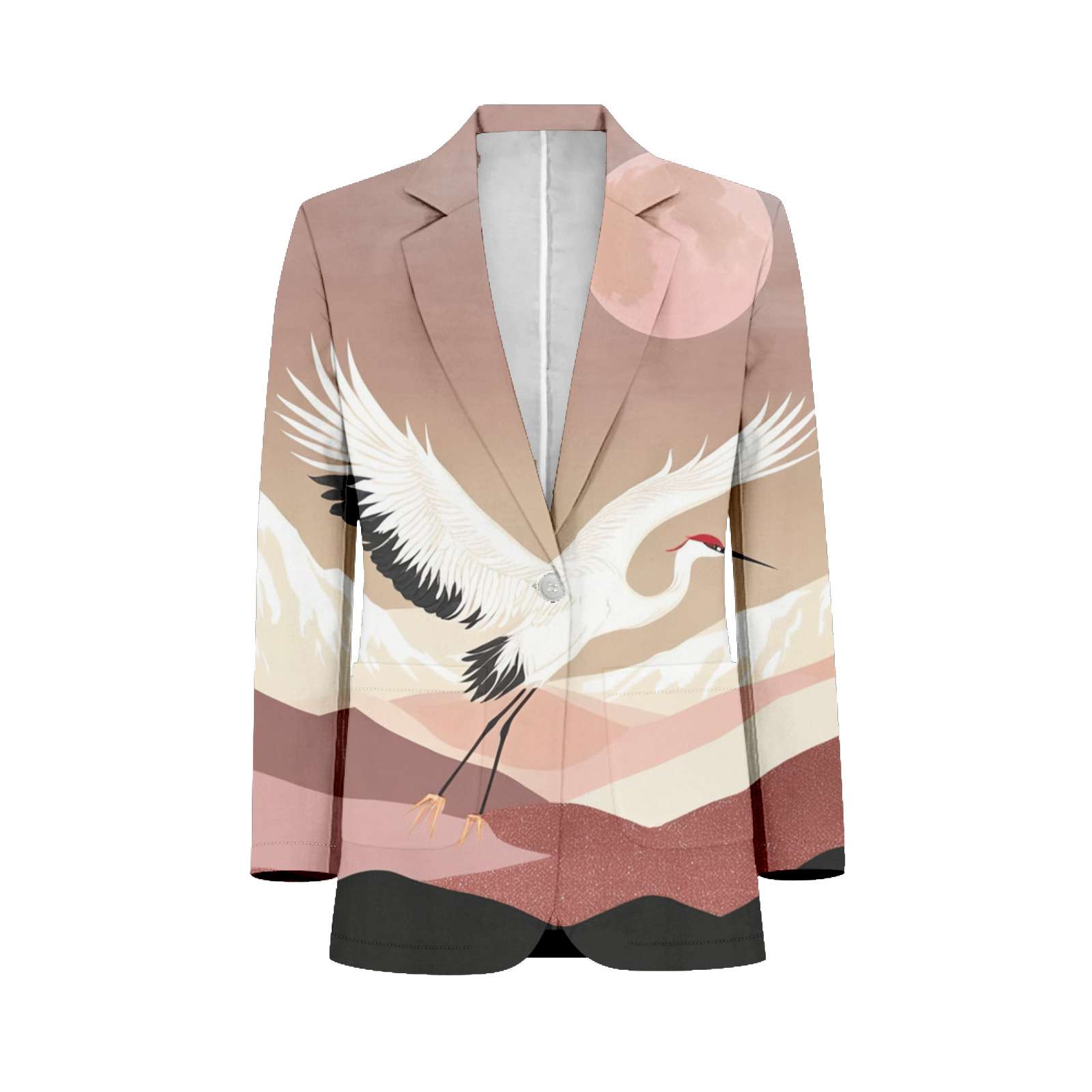 Mountain Crane Sunset Art Mens Suits Shawl Collar Slim Fit Suit Mens ...