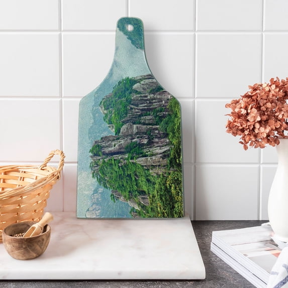 Mountain Cutting Board, Majestic Slim Mountains Rocks in Clouds South ...