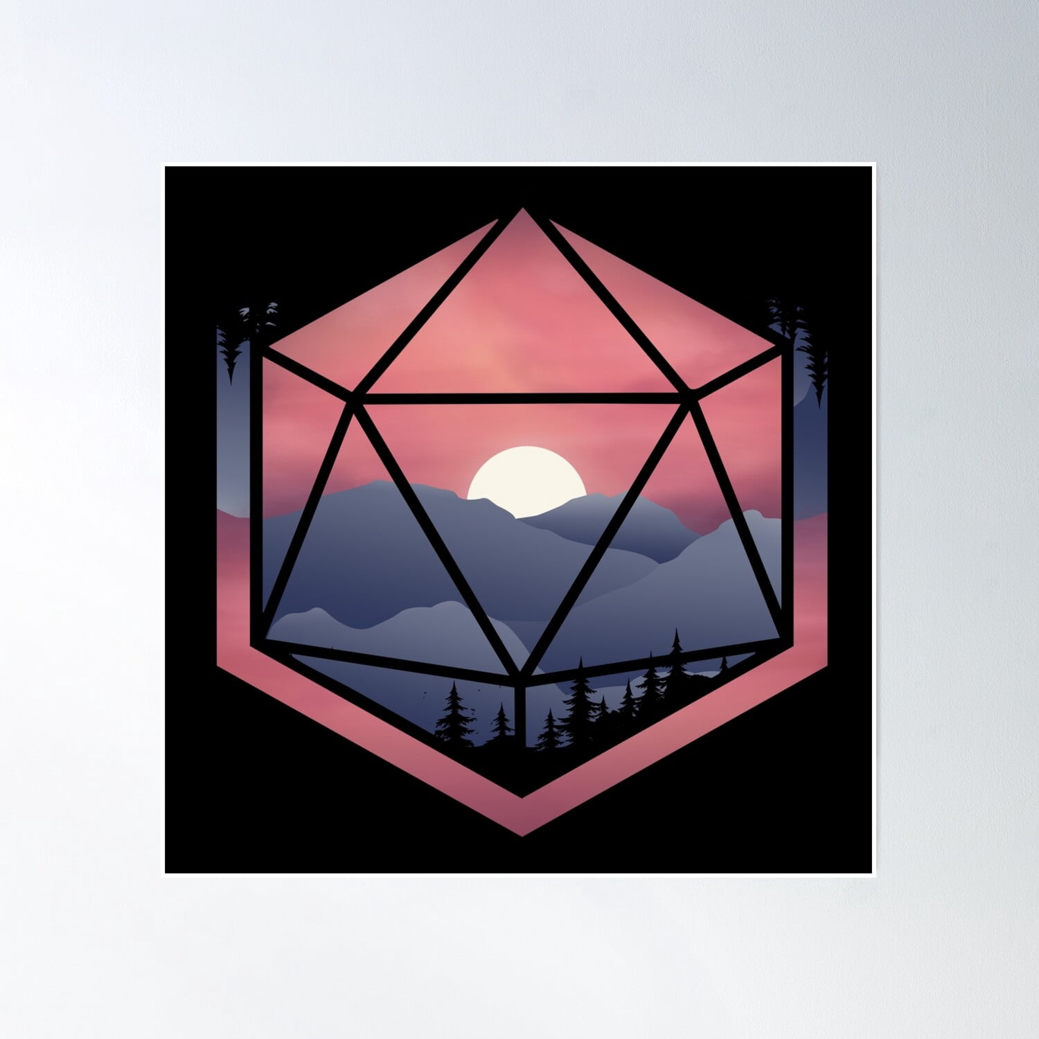 Mountain D20 - Dnd Dungeons & Dragons D&D Poster Wall Art, Modern Wall ...