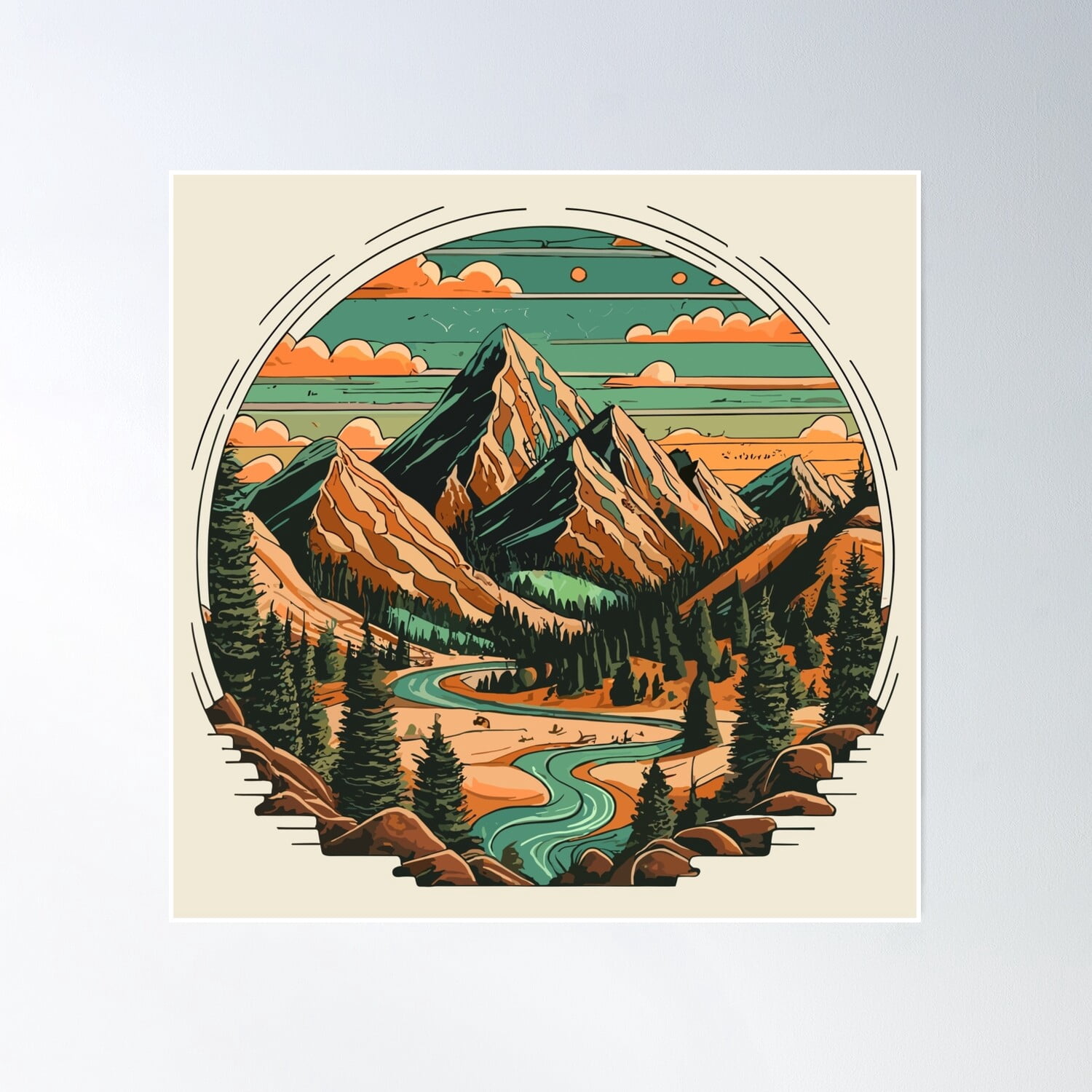 Mountain Day – December Poster Wall Art, Modern Wall Decor, 30x30 ...