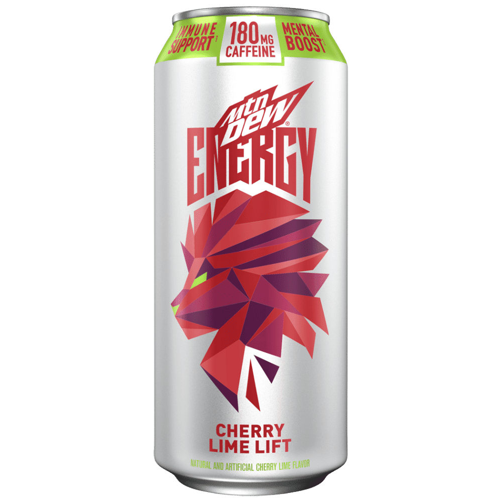 Mountain Dew Cherry Lime Lift Energy Drink Can 16 fl oz - Pack of 2 ...