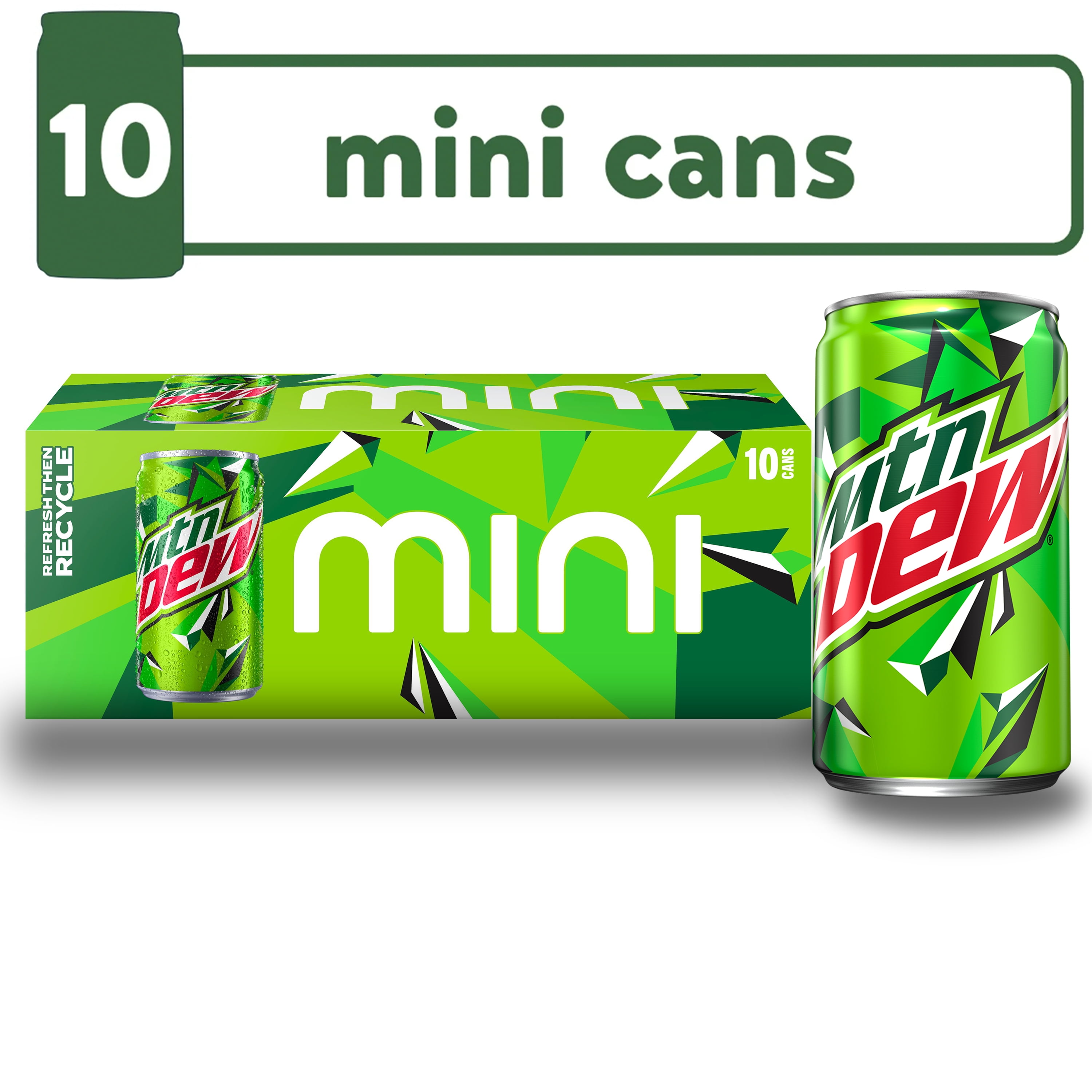 Mountain Dew Citrus Soda Pop, 7.5 fl oz, 10 Pack Mini Cans - Walmart.com