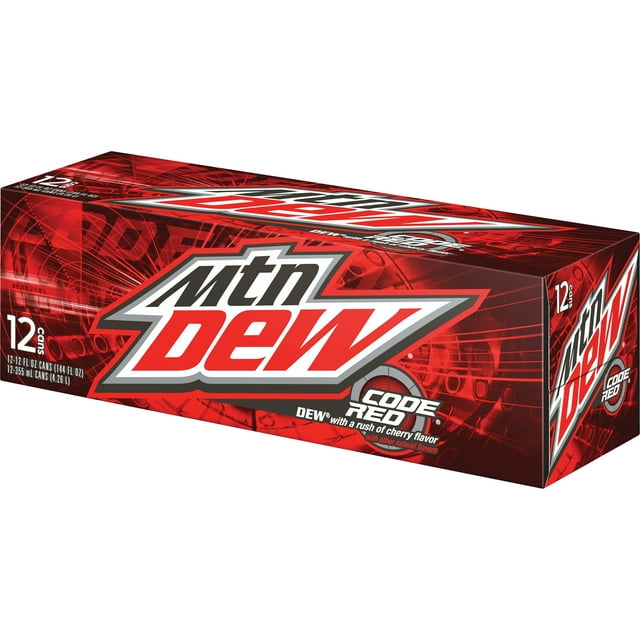 Mountain Dew Code Red Cherry Flavored Soda Pop, 12 fl oz, 12 Pack Cans ...