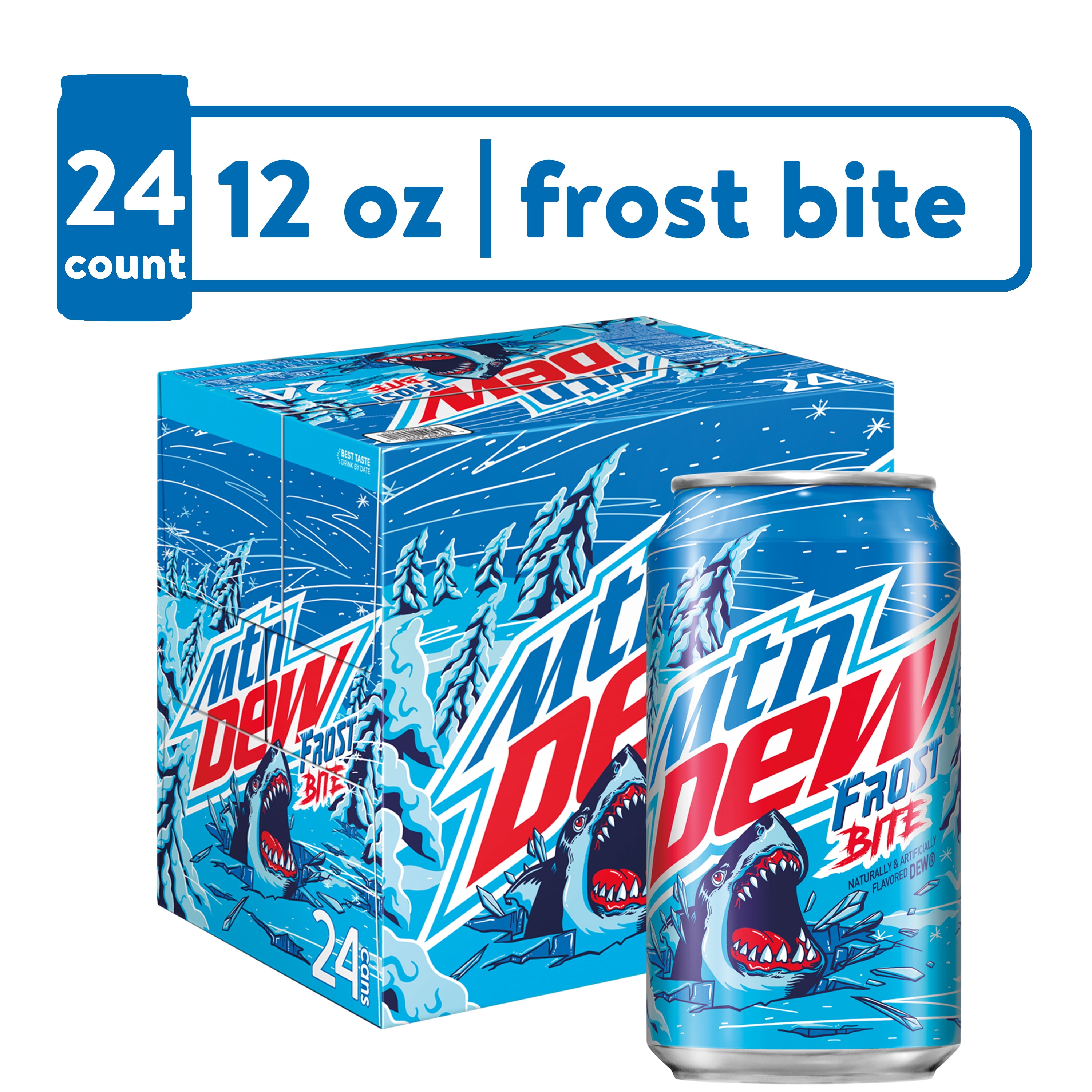 Mountain Dew Frost Bite Melon Citrus Soda Pop, 12 fl oz, 24 Pack Cans ...