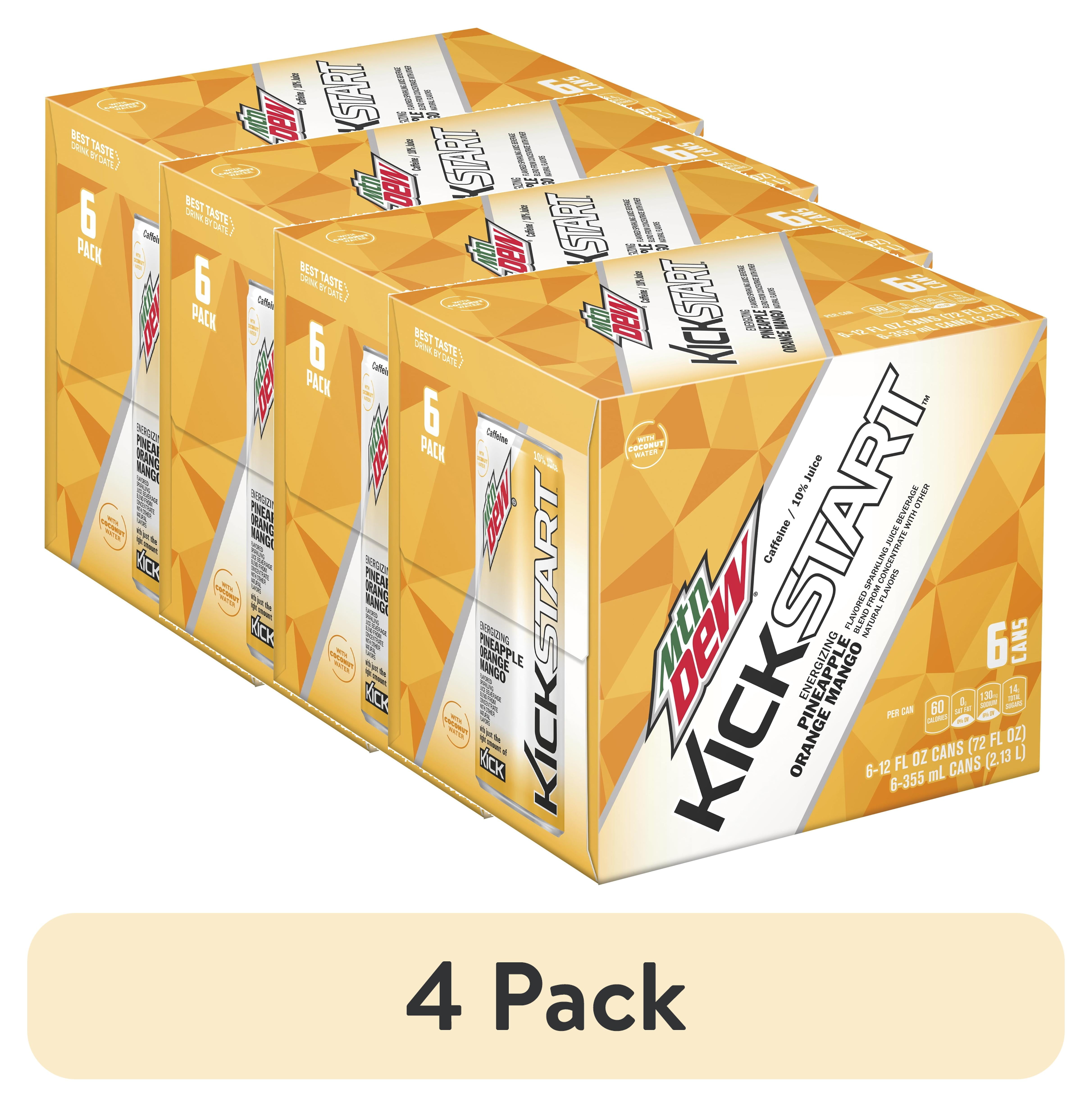 (4 pack) Mountain Dew Kickstart Pineapple Orange & Mango Soda Pop, 12 ...