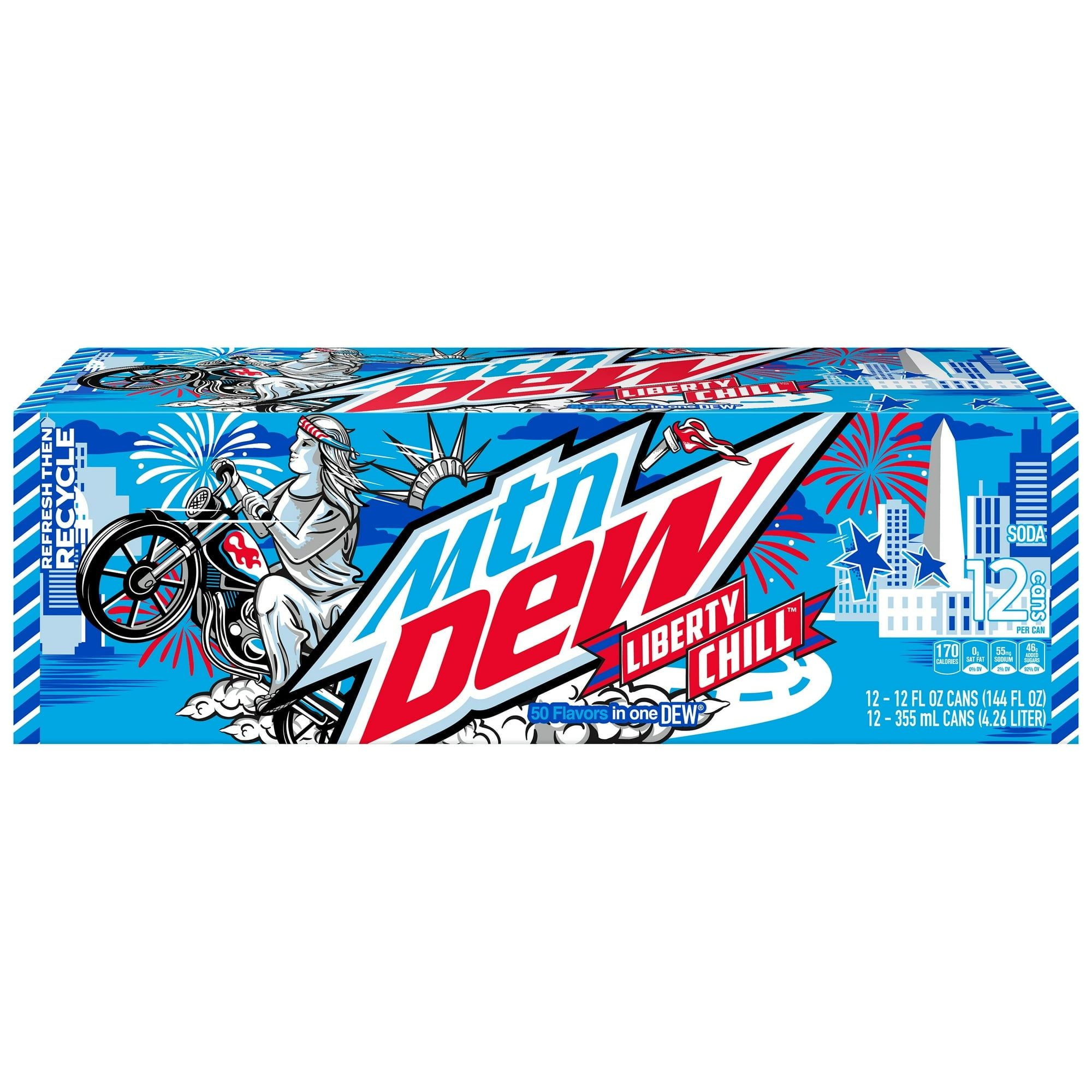 Mountain Dew Liberty Brew 50 Flavor Soda Pop, 12 oz, 12 Pack Cans ...