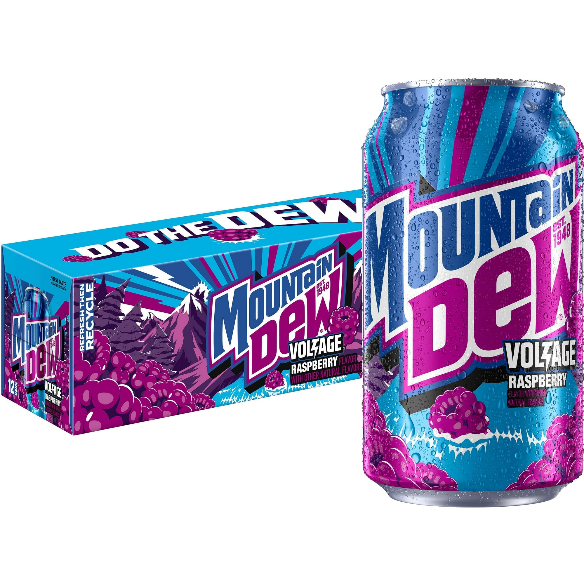 Mountain Dew Voltage Raspberry Citrus Ginseng Soda, 12 Count, 12 Fl Oz ...