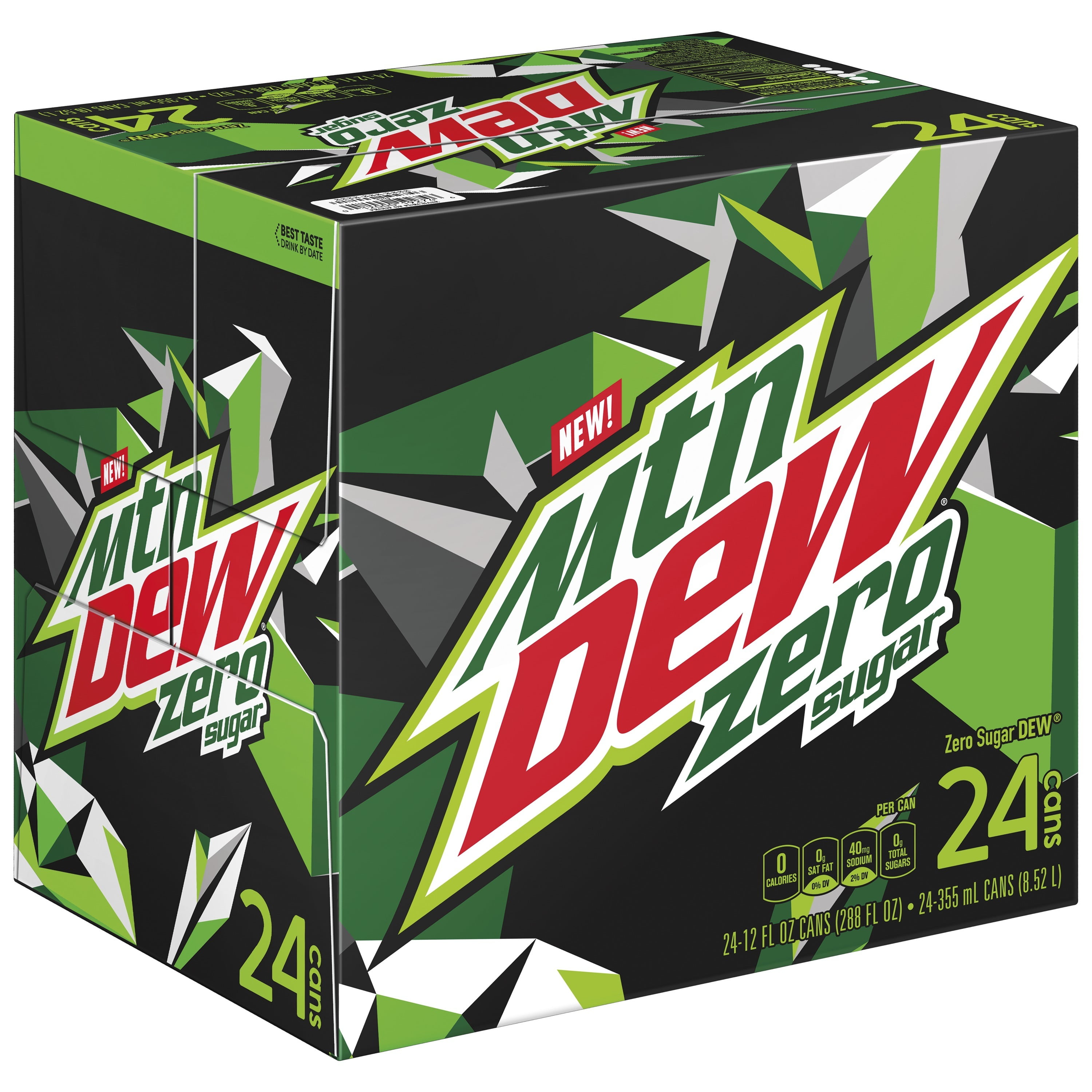 Mountain Dew Zero Sugar Citrus Soda Pop, Bold Taste, 24 Pack (12 fl oz ...