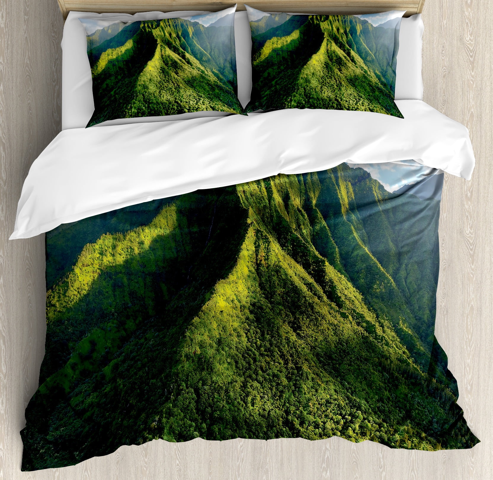 Mountain Duvet Cover Set, Aerial View of Jungle Forest on the Mountains ...