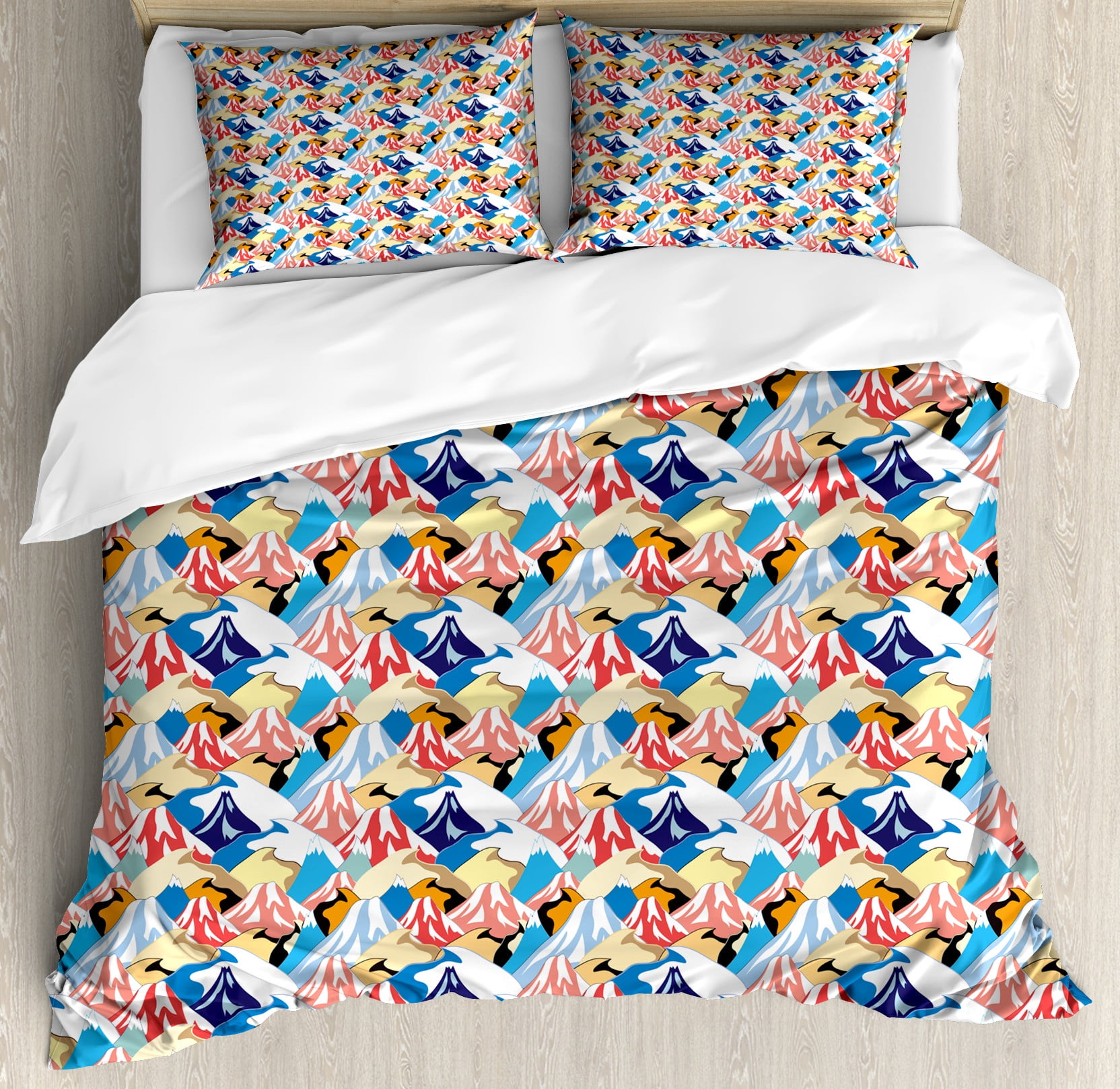 Mountain Duvet Cover Set, Cartoonish Style Adventure Nature Themed ...