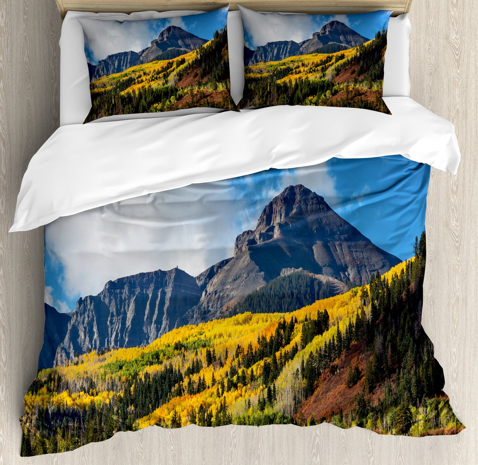 Mountain Duvet Cover Set, Natural Theme Autumn in Colorado Colorful ...