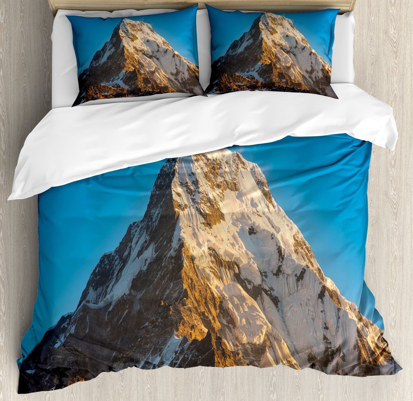 Mountain Duvet Cover Set, Panoramic Himalayas in Nepal Freezing Cold ...