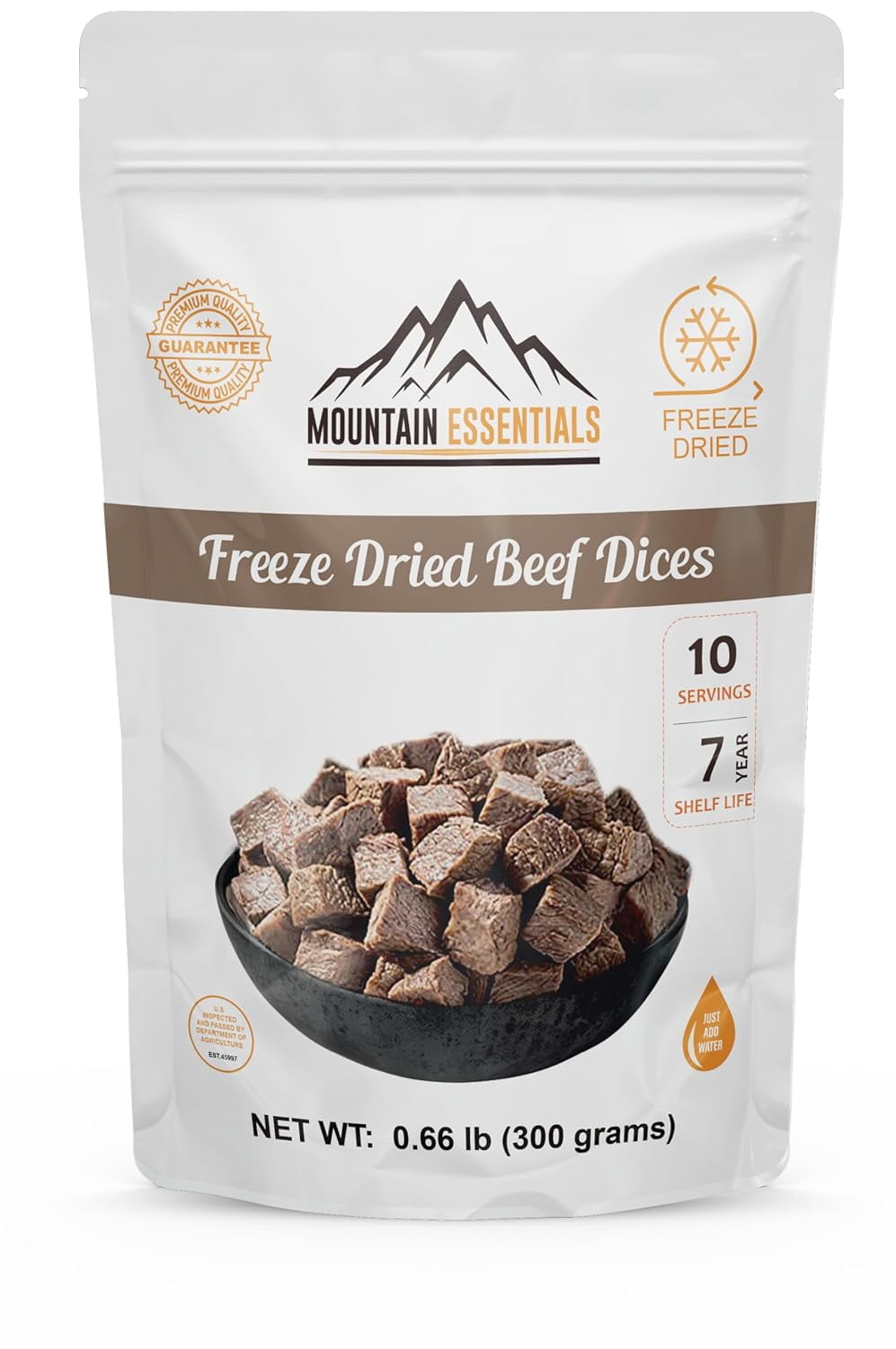 Mountain Essentials Freeze Dried Beef Dices Protein Packed Meal (300g ...