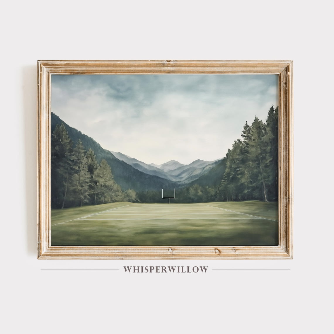 Mountain Football Field Landscape,, Peaceful Scenic Art, Rustic ...
